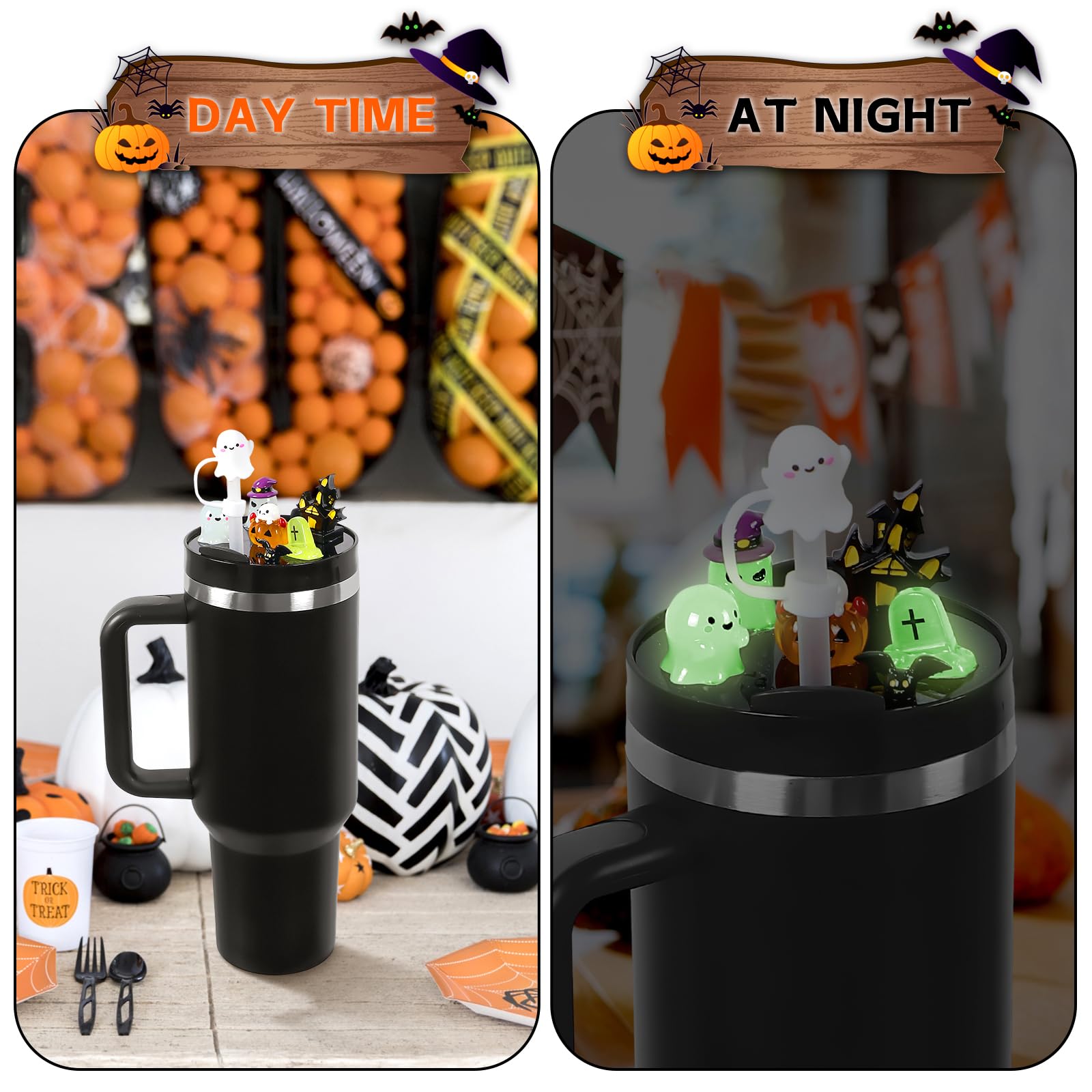 for Stanley Cup Lid Accessory, with Silicone Straw Cap, Suitable for 30oz Tumblers, Stanley Tumblers Top lid replacement for ornament Halloween(30oz)