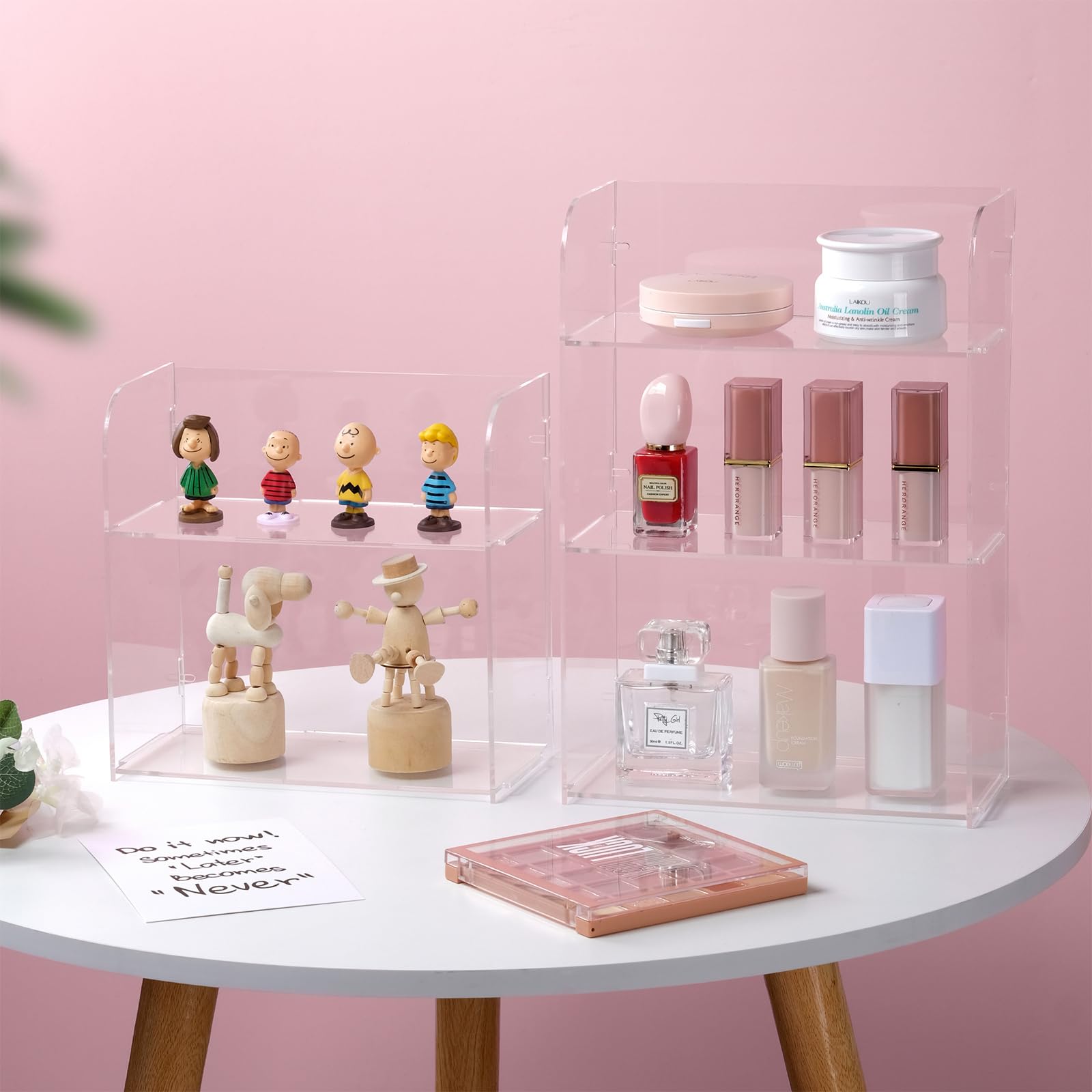RAMFIYN Clear Acrylic Perfume Stand Organizer, 3 Tier Clear Bathroom Organizer, Corner Vanity Shelf, Skin Care Organizer, Small Acrylic Organizer Makeup Organizer Shelf