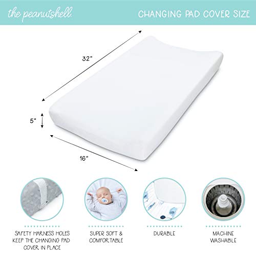 The Peanutshell Changing Pad Covers for Baby Girls | 2 Pack Set | Pink Elephant & Hearts