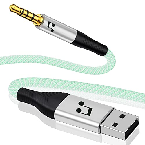 Muchfox USB to 3.5mm Audio Jack Adapter,6.6FT USB 3.0 to 3.5mm AUX Stereo Audio Cord,Compatibility with Laptop, Speaker, Support Windows,【Not Applicable to Charging and MP3, Truck, TV USB Ports 】