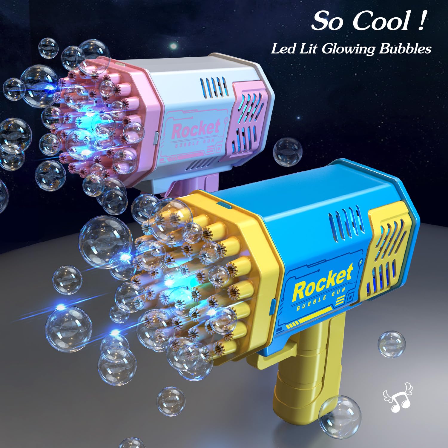 Bubble Machine Guns, Electic Bubble Blaster for Kids with Rich Bubble & Led Light & Leak-Proof Desgin, Portable Bubble Maker Outdoor Summer Toys for Girls & Boys