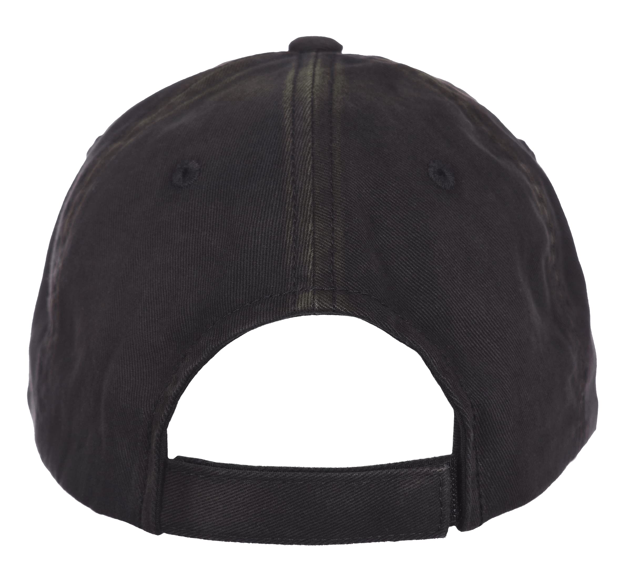 Checkered Flag Sports Men's Ford Raised Logo Cap Adjustable Distressed Black Fabric Hat, 0-8