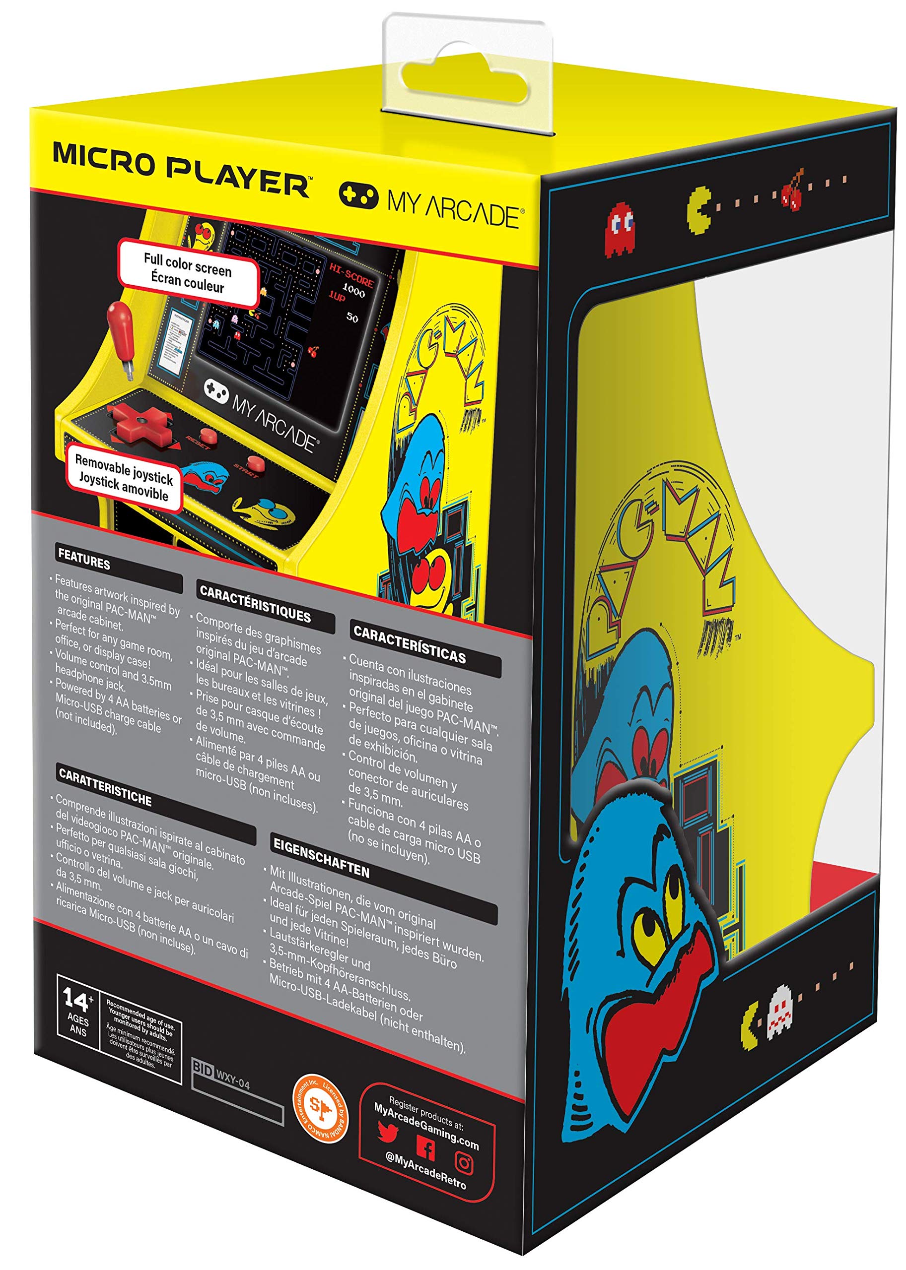 My Arcade DGUNL-3220 Micro Player Mini Arcade Machine Pac-Man Video Game, Fully Playable,6.75 Inch Collectible,Color Display, Speaker,Volume Buttons, Headphone Jack,Battery or Micro USB Powered, Black
