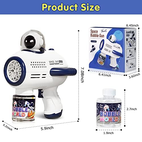 Bubble Machine Gun with Light Automatic Bubble Maker for Kids Toddle Ages Over 3 Years Birthday Gift with 1 Bubble Solution Bubble Blower for Party Space Bubble Machine Gun for Boys Girl Birthday Gift
