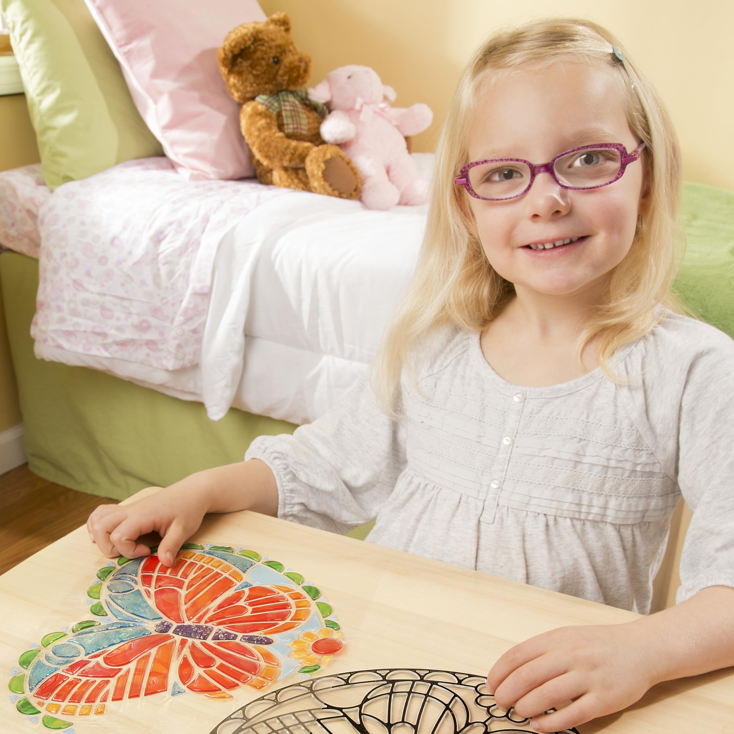 Melissa & Doug Stained Glass Made Easy Activity Kit: Butterfly - 140+ Stickers - Kids Sticker Stained Glass Craft Kit; Sun Catchers For Kids Ages 5+