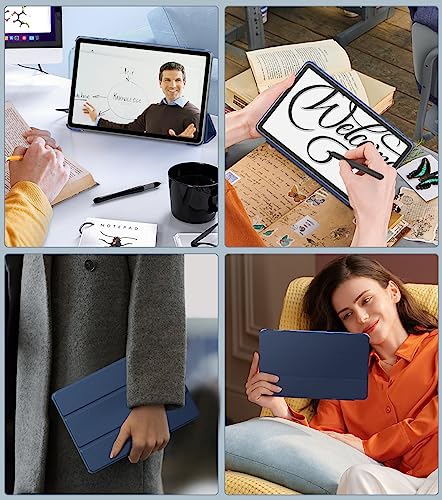 MoKo Case Fits Amazon Kindle Fire Max 11 Tablet (13th Gen, 2023 Release) 11" - Slim PU Leather Trifold Stand Cover for Kindle Fire 11 Tablet Colored Hard Back Shell with Auto Wake/Sleep, Navy Blue