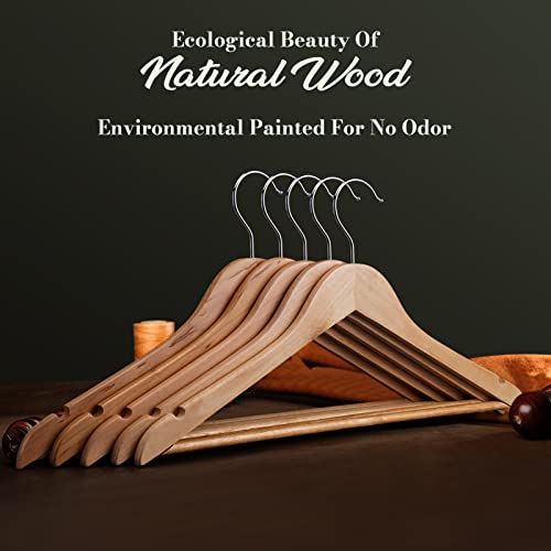 Flottian Wood Hangers 20 Pcs Solid Wooden Hangers Premium Clothes Hanger Smooth Finish Coat Hanger Heavy Duty Hangers for Shirt, Jacket, Pant, Dress (Natural)