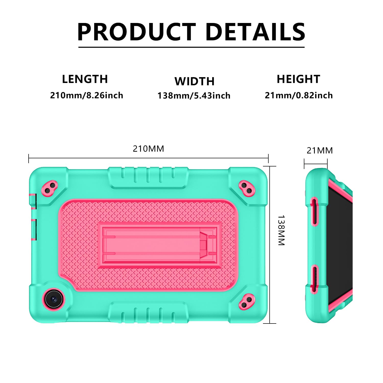 FIEWESEY for TCL Tab 8 LE Tablet Case,for TCL Tab 8 Plus Tablet Case,Shoulder Strap Shockproof Kids Friendly Case for TCL Tab 8 LE/TCL Tab 8 WiFi/TCL TAB 8V/TCL Tab 8 SE 8 Inch Tablet(Green/Pink)