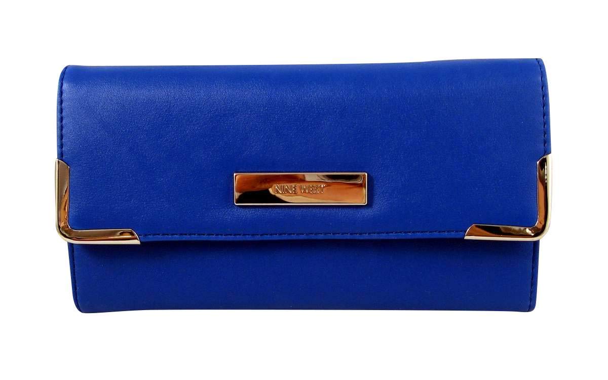 Nine West Women's Around The Clock SLG Checkbook Wallet, Blue Iris