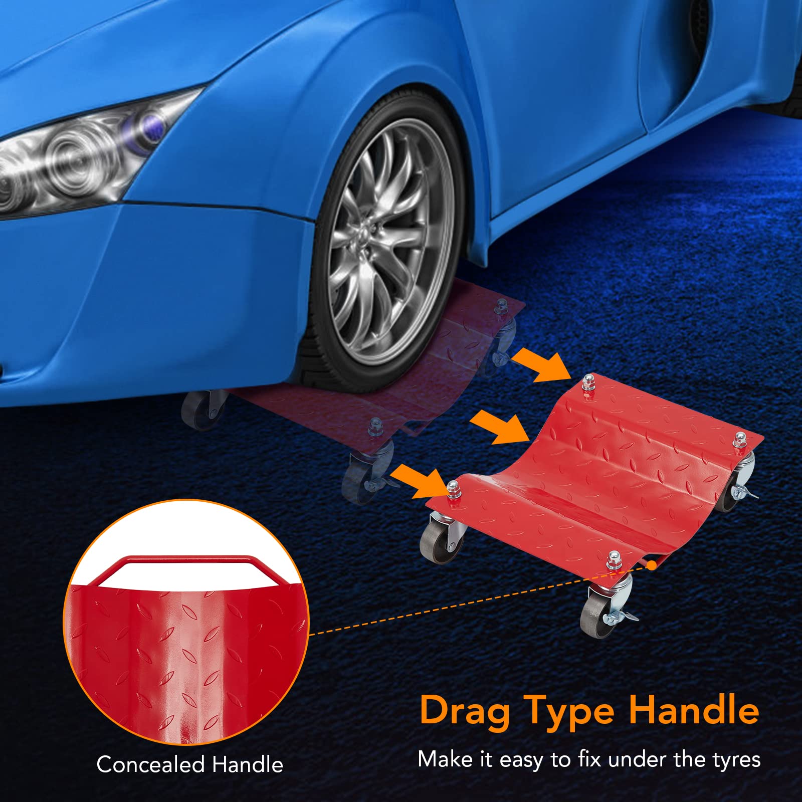 Car Dolly,Heavy Duty 4 Pack Tire Skates,Wheel Dolly Vehicle Tire Skates with 4000 lbs,Moving a Car Easy,360 Degree Rotatable Wheel
