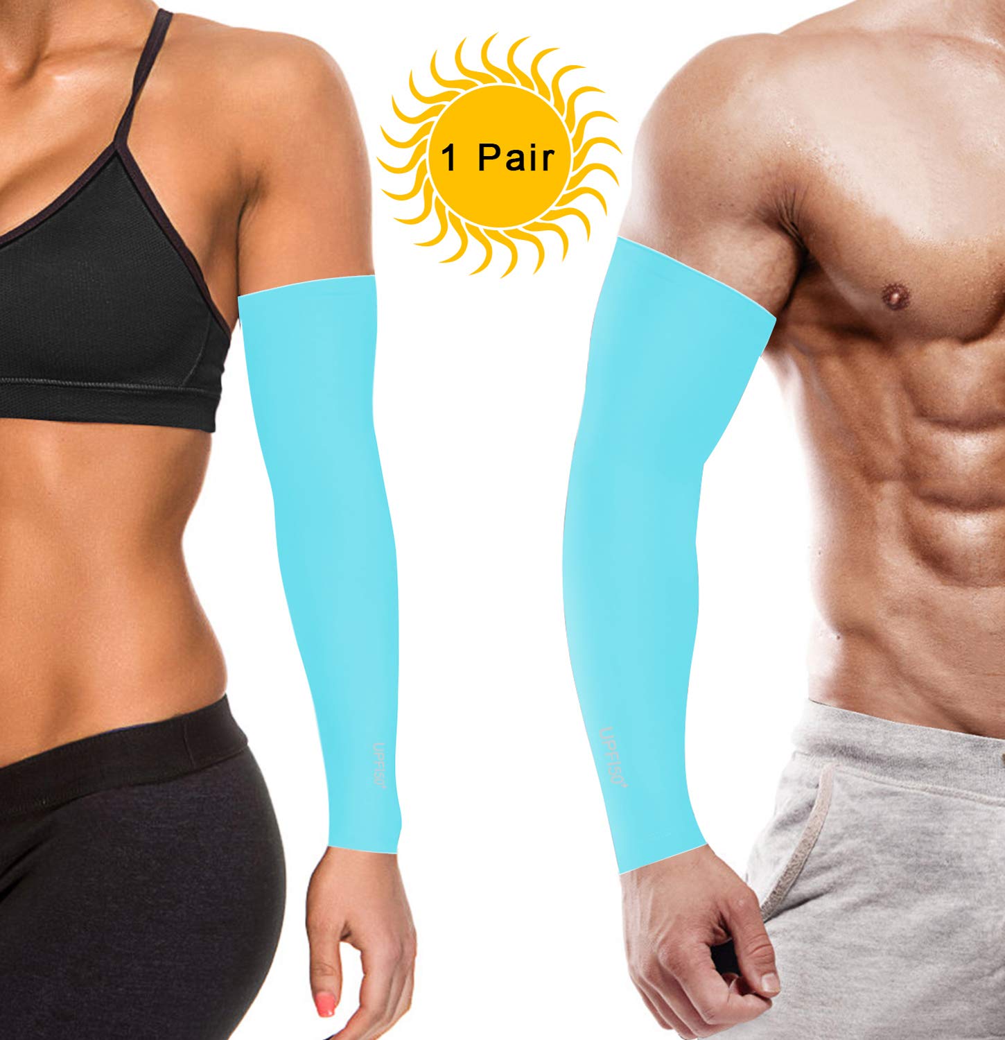 BUBBLELIME UV Sun Protection Cooling Arm Sleeves for Men Women UPF 50 Compression Sleeves - BLUE X-Large