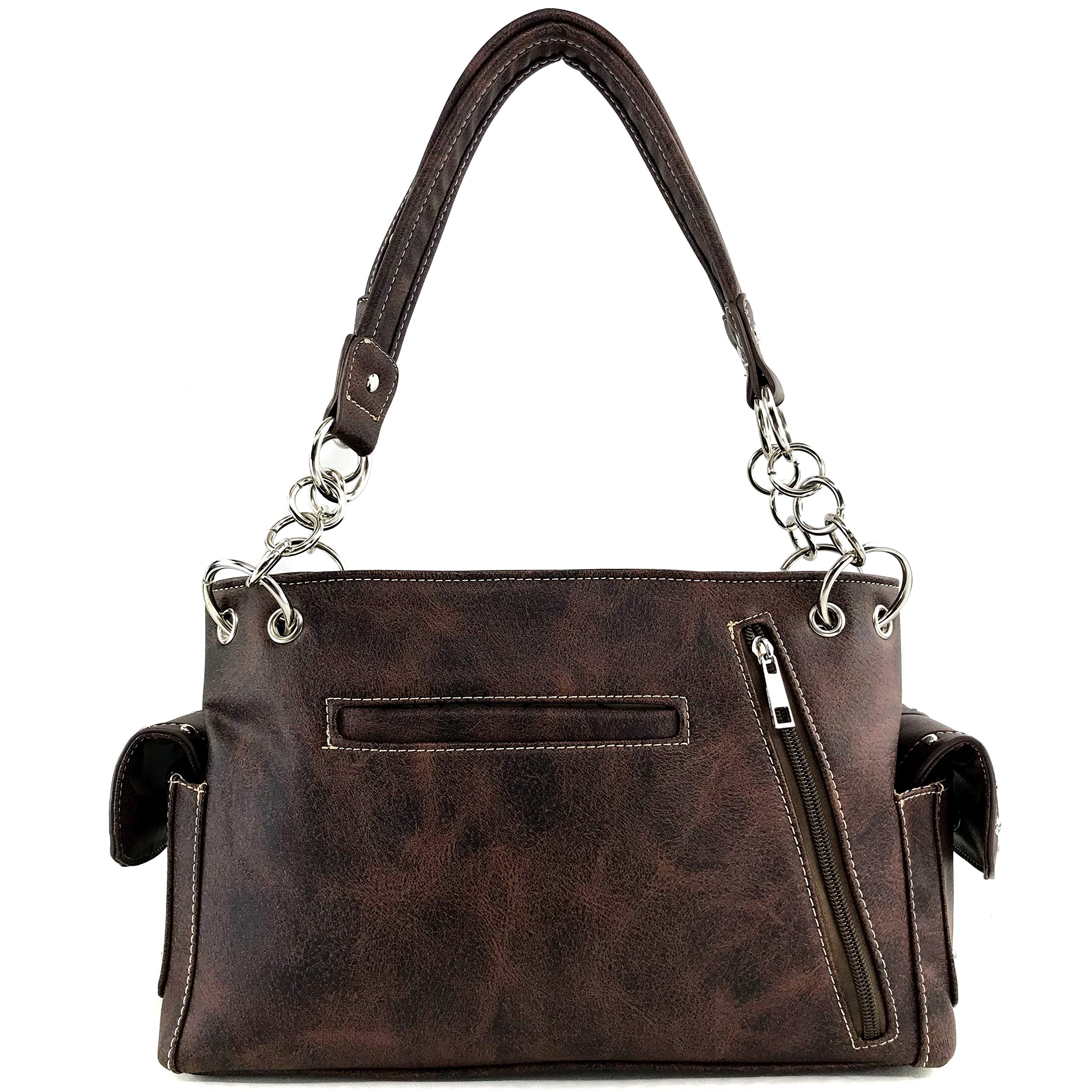 Zelris Colorful Native Tribal Feathers Conceal Carry Women Handbag Purse with Wallet (Brown)