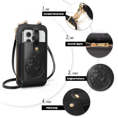 Crossbody Wallet Bag for Women RFID Blocking Wallet Purses with Airtag Credit Card Holder Leather Cell Phone Bag Wallet Purses Adjustable Strap