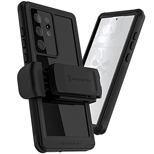 Ghostek NAUTICAL S22 Ultra Case Waterproof with Screen Camera Protector, Belt Clip Holster Heavy Duty Protective Full Body Phone Covers Designed for 2022 Samsung Galaxy S22 Ultra 5G (6.8 inch) (Black)