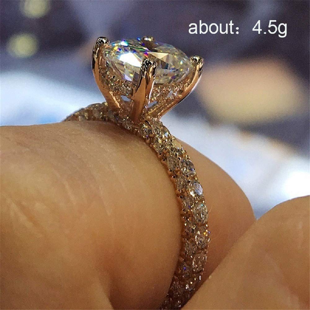 ChenFeng Rose Gold Ring Grown Halo Engagement Ring for Women Ideal Engagement Ring (10)