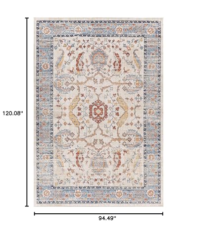 Hauteloom Shafter Living Room, Bedroom Patio Outdoor Area Rug - Beige, Blue, Red - 7'10" x 10'