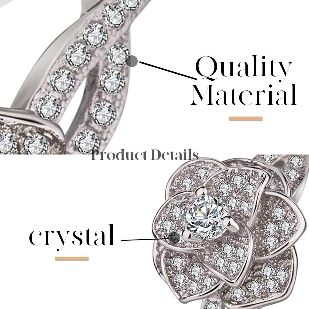 Brishow Silver Wedding Statement Ring CZ Simulated Diamond Rings Flower Band Engagement Bands for Women and Girls Size 6-10