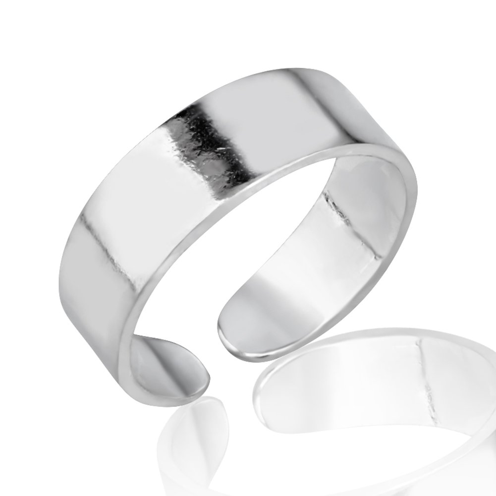 CHUVORA 925 Sterling Silver Simple Classic Minimalist Wide Band Unisex Open Ended Band Toe Ring, 5mm