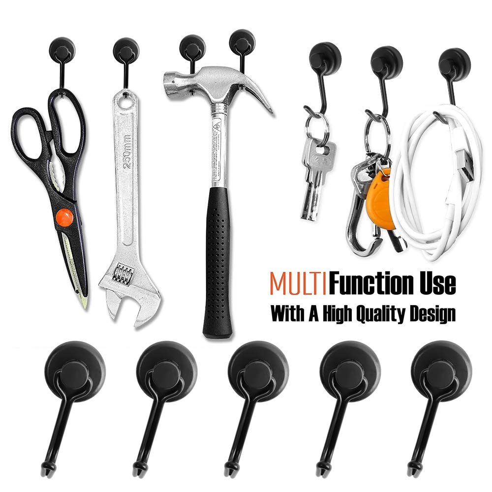 Magnetic Hooks,35Lbs Strong Neodymium Magnet Hook,for Hanging BBQ Grill Tools Pot Holders,Refrigerator,Cruise,Kitchen,Key Holder,Coat,(Black 10PACK)