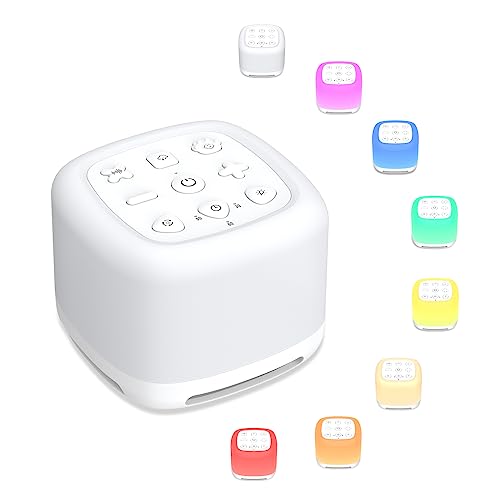 White Noise Sound Machine for Adults Baby & Night Light & Wireless Speaker 3 in 1, Portable White Noise Machine with 40 Soothing Sounds and 8 Colors Light for Sleeping, Relaxation, Privacy, Study