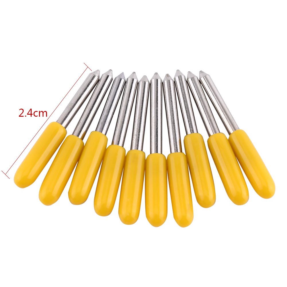 Cutter Blades 10pcs Precision Cutter Plotter Cutting Blades Cemented Carbide Blade Craft Cutter for Vinyl Cutting 30 deg 45 deg 60 deg(30°)
