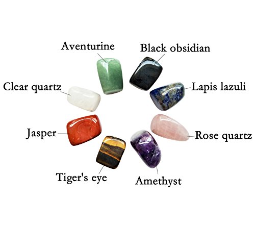 Chakra Stones Set of 7+1, Protection Crystals for Chakra Balancing, Healing Crystals and Stones for Crystal Therapy, Meditation & Reiki, Tumbled & Polished