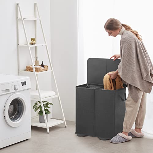 Lifewit 136L Double Laundry Hamper, Bundle with 105L Double Laundry Hamper with Lid and Removable Laundry Bags, Black