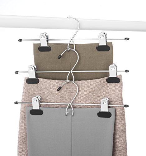 Whitmor Chrome/Black Add on Skirt & Slack Hangers, Chrome & Black