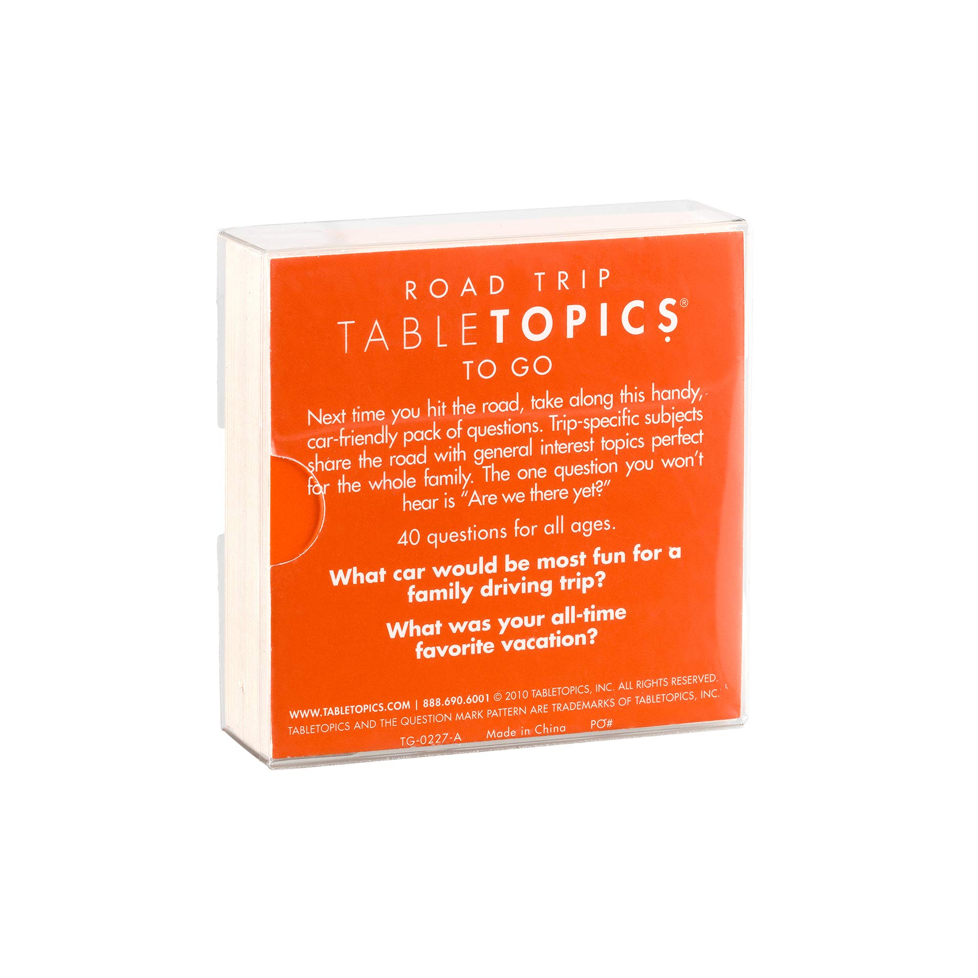 TableTopics Road Trip to Go - 40 Conversation Cards for Kids and Families in The Car, Game for Fun & Connection During Travel, Delightful Stocking Stuffer