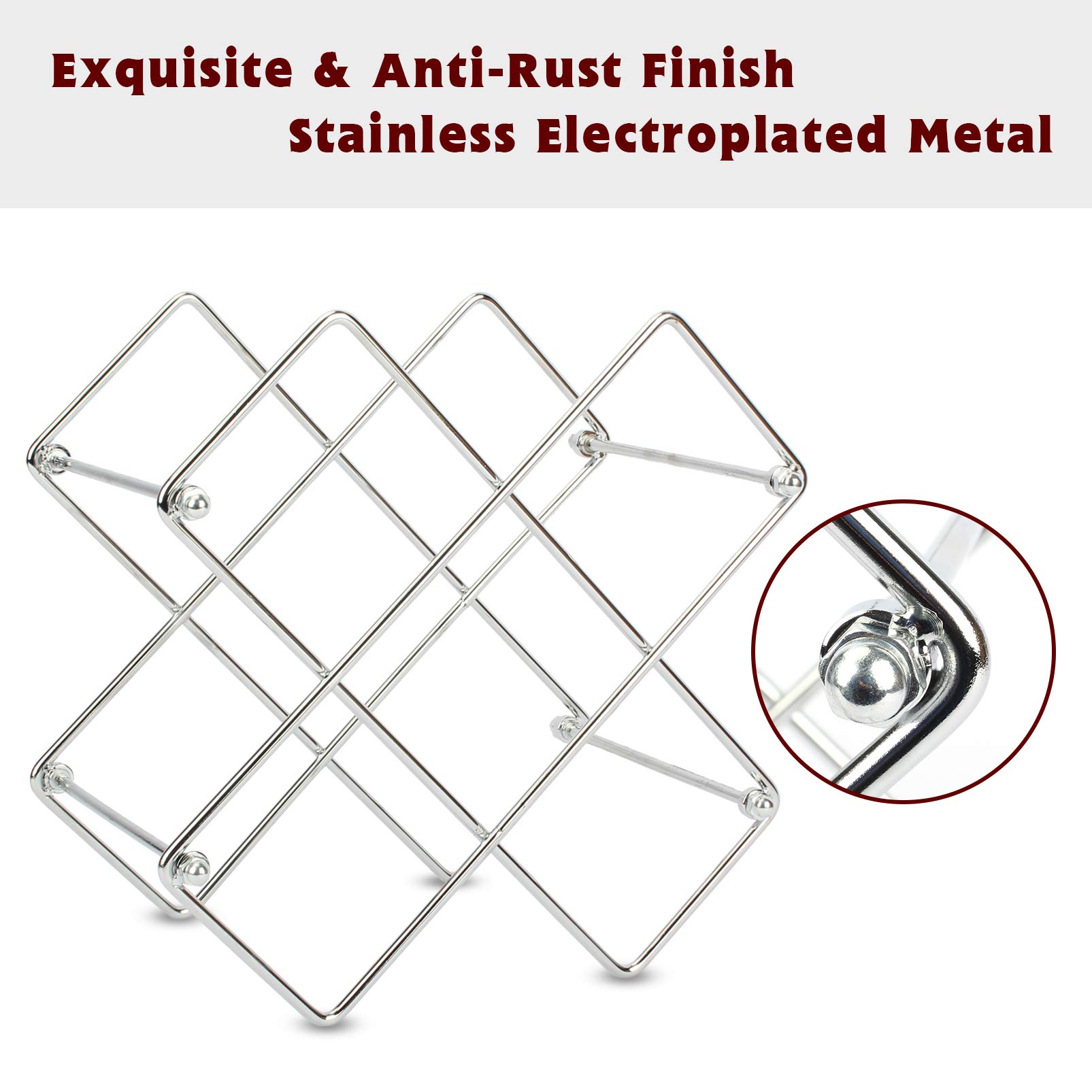 DreamiDeco Wine Rack Countertop Bottle Holder Freestanding Modern Shelf Cabinet Racks for Wine Bottles Wine Insert Storage Organizer for Pantry ,Wine Bar,Wine Decor (Silver)