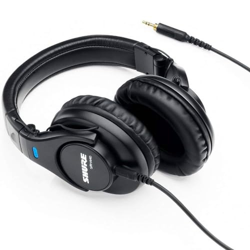 Shure SRH440 Professional Studio Headphones, Enhanced Frequency Response and Extended Range for Home and Studio Recording, with Detachable Coiled Cable, Carrying Bag and 1/4" Adapter (SRH440-BK)