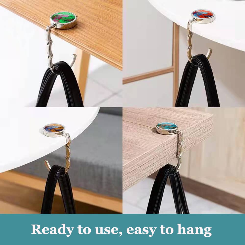 CSGTSWGS Purse Hook, (4 PCS) Purse Hanger Folding Purse Holder for Table Handbag Storage and so on,Premium Women's Handbag Hanger(Red Orange Brown Blue)