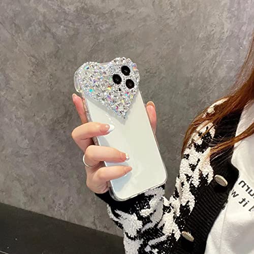MOSEZA Compatible with iPhone 13 Pro Max case,Luxury Bling Rhinestone 3D Diamond Love Case Cute Glitter Sparkle Soft Silicone TPU Case Cover for Women Girls