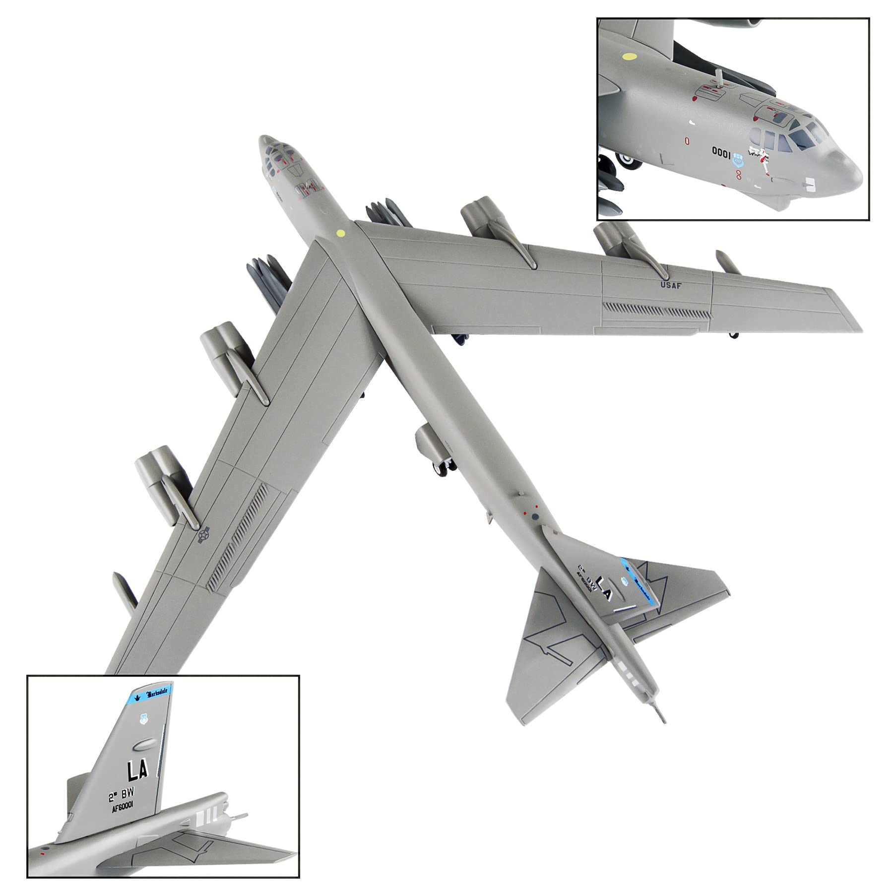 Busyflies Fighter Jet Model 1:200 B-52 Long-Range Subsonic Jet-Powered Strategic Bomber Plane Model Diecast Military Airplane Model for Collection and Gift