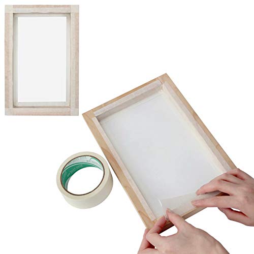 Colovis 23 Pcs Screen Printing Starter Kit, Include 3 Sizes Wood Silk Screen Printing Frame, Squeegees, Transparency Inkjet Film, Masking Tape and Ink Spatula