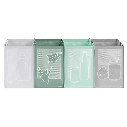 Navaris Recycle Bag Set (4 Pieces) - Reusable Recycling Bags to Separate Paper, Plastic, Glass, Metal - Recycling Bins Sorter Bin Kitchen Organizer