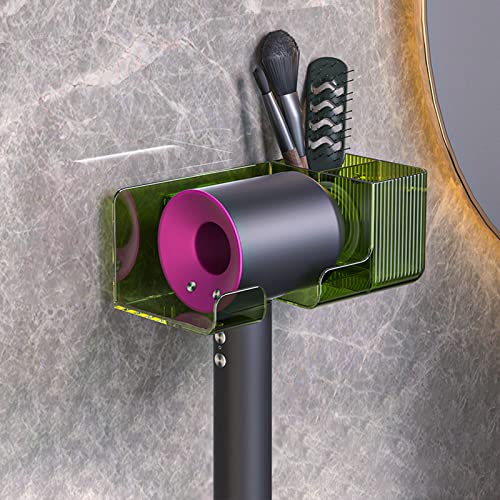 Jaugufiy Hair Dryer Wall Mount Holder with Comb Holder for Most Hair Dryer for Dyson Hair Dryer (Green)