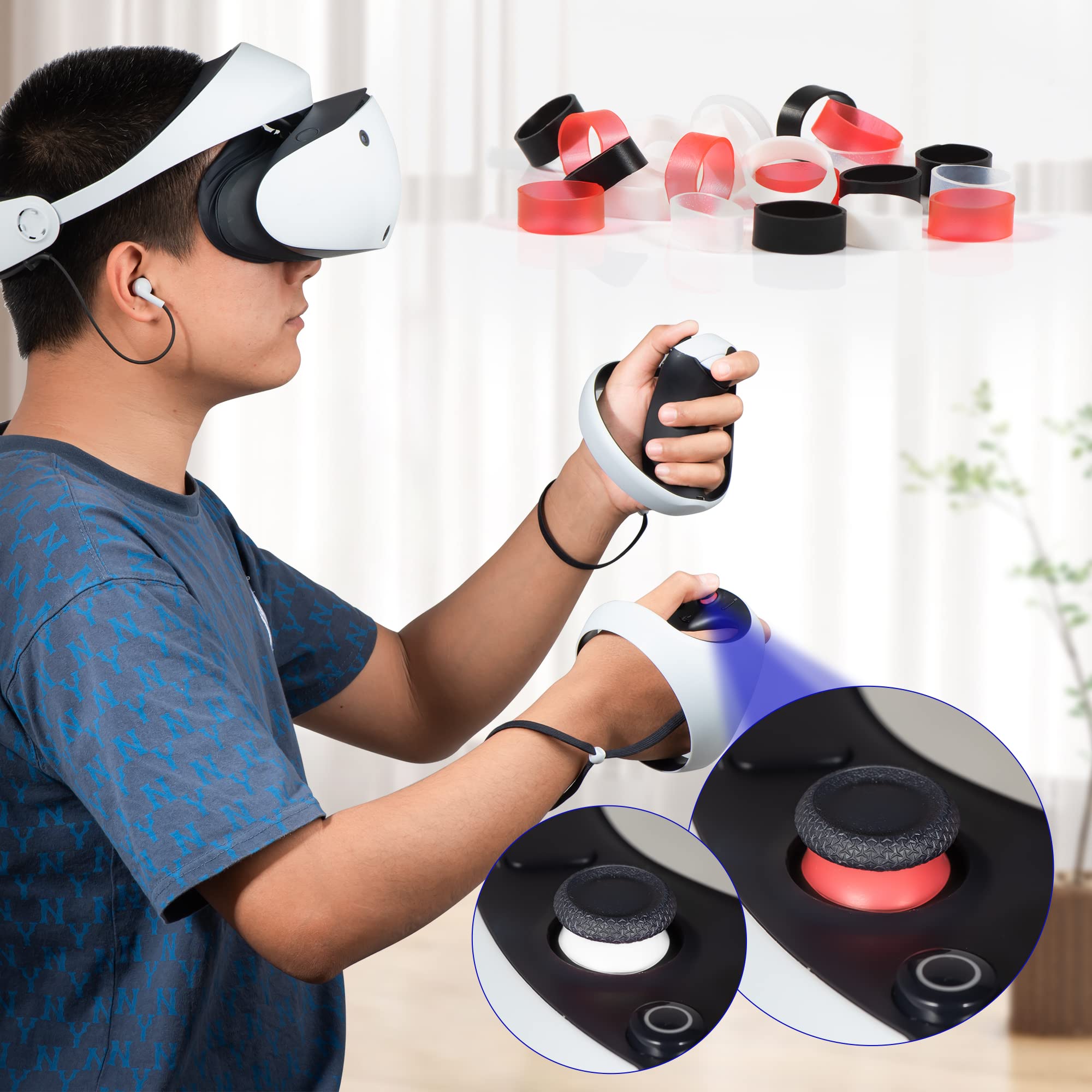 DEVASO 24 Pcs Joystick Protectors, Silicone Elastic Joystick Protective Ring, Reduce Noise, Invisible Protection, Controller Accessories for Steam Deck/Switch/Xbox/ROG Ally/PS5/PS4/PS VR2