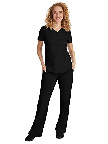 Purple Label by Healing Hands Scrubs Women's Jane V-neck 2 Pocket Top, XX-Large - Black