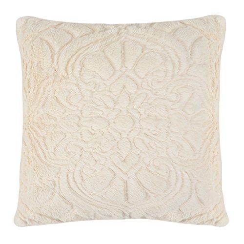 Vue Plush Décor Modern Geometric Square Decorative Throw Pillow, 18" x 18", Ivory