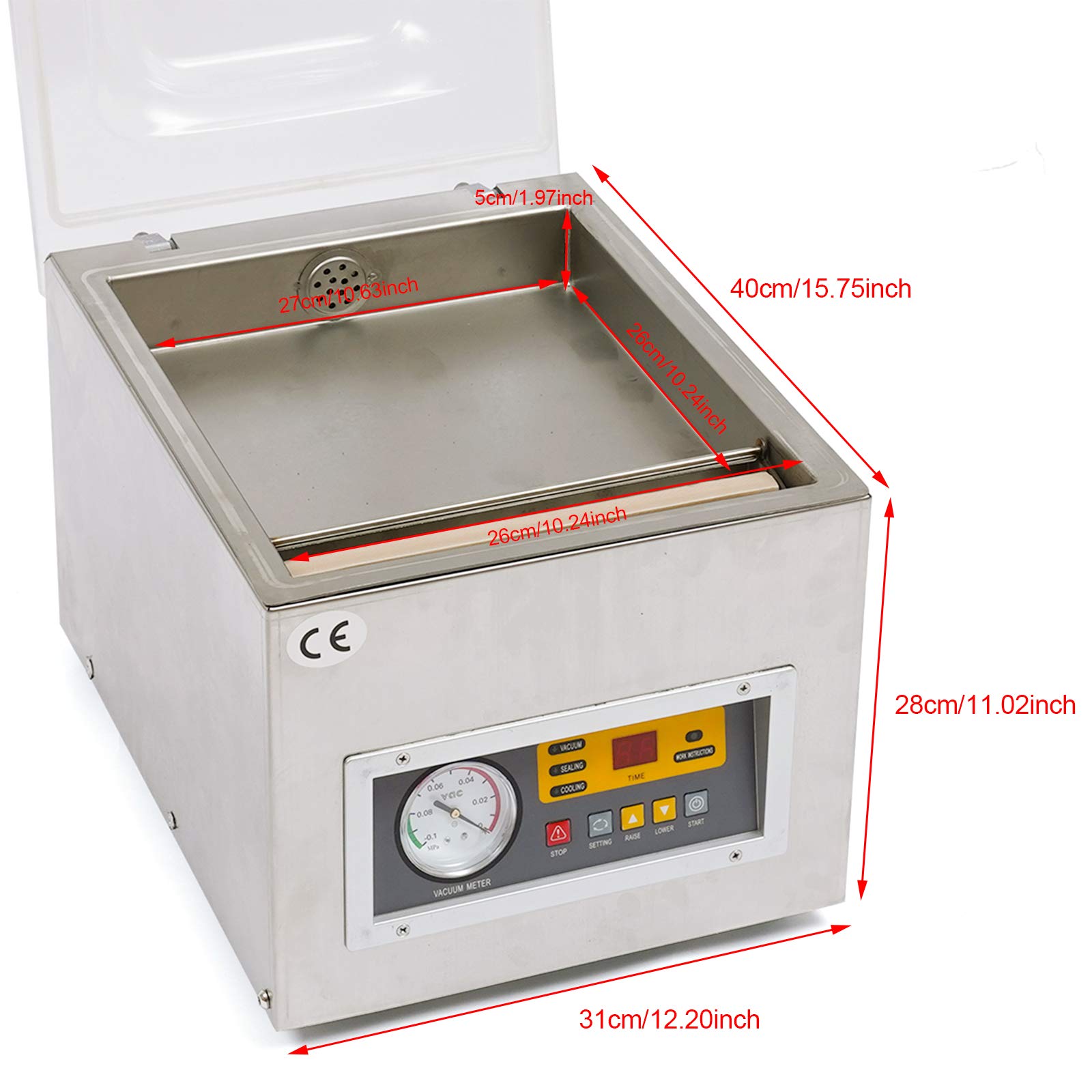 Chamber Vacuum Sealer Machine,Extra Wide Sealing Strip 10.23 Inch Sealing Belt Length Adjustable Vacuum Level and Sealing, Automatic Mode for Food Storage