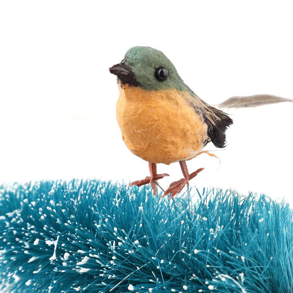 Rrut 12PCS Artificial Feathered Birds, Simulation Foam Birds Clip Robin Bird Hanging Pendant Christmas Tree Decoration Christmas Tree Ornament Home Garden Wedding Decor Orange