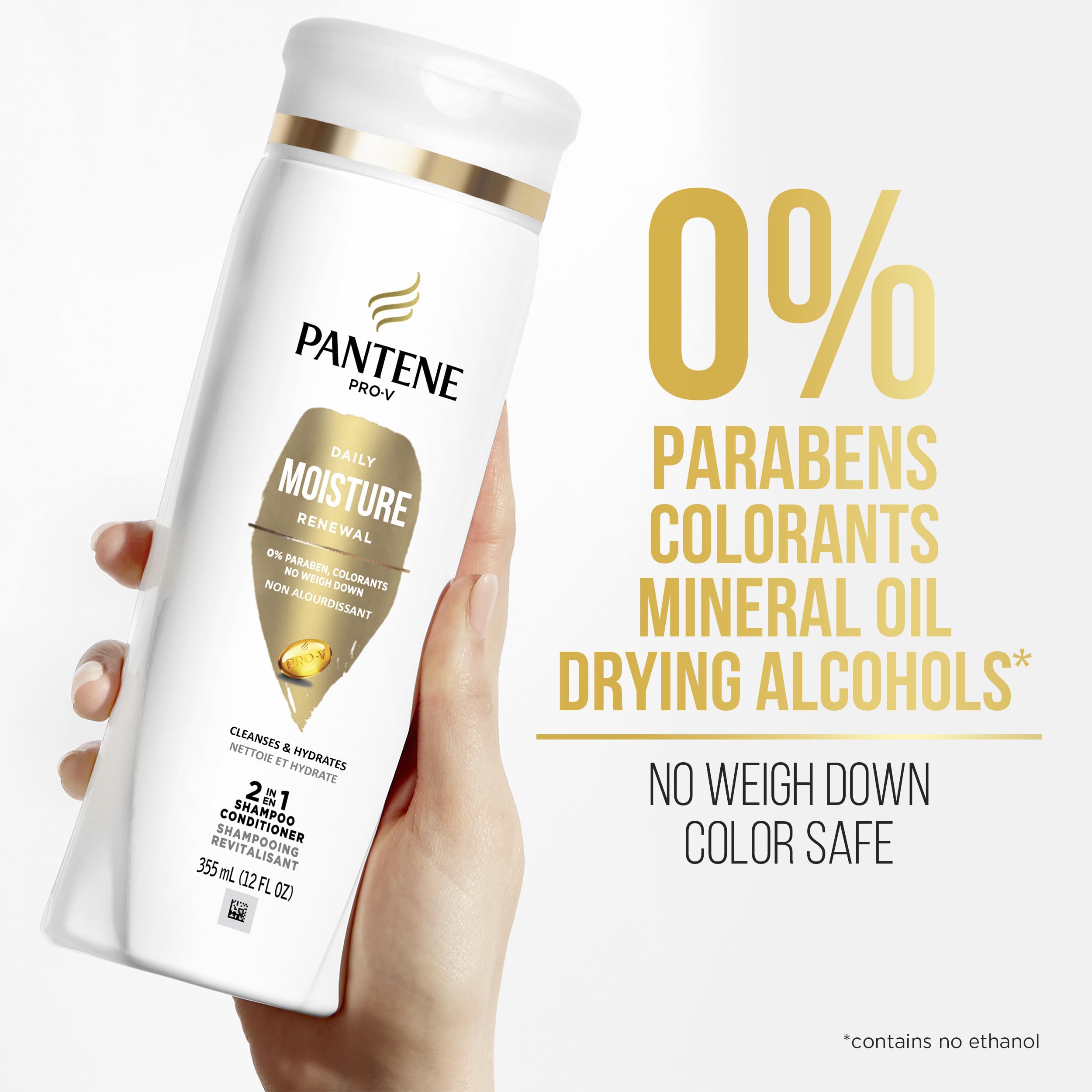 Pantene PRO-V Daily Moisture Renewal 2 in 1 Shampoo + Conditioner, 12 oz