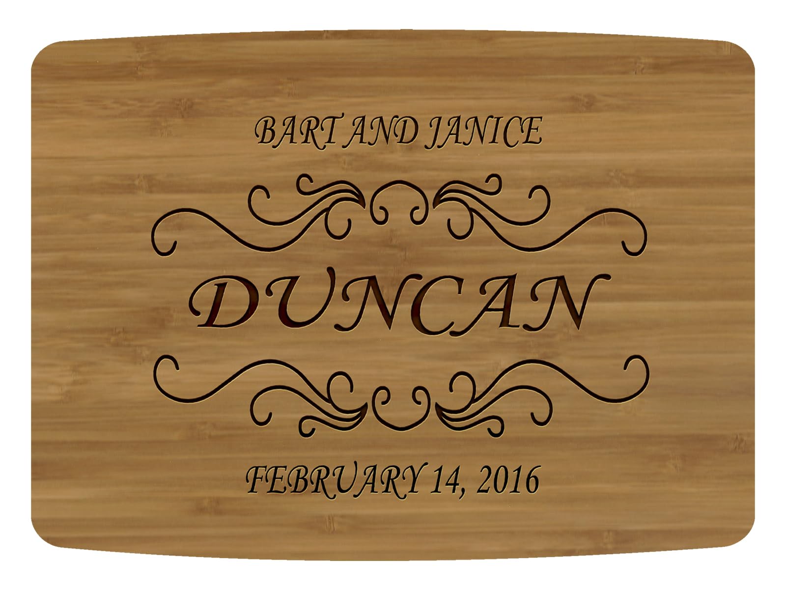 DA VINCI Personalized Custom Natural Bamboo Cutting Board for Wedding, Engagement, House Warming Gift. Your Text or Message Laser Engraved on the Board (12x16 Inch)
