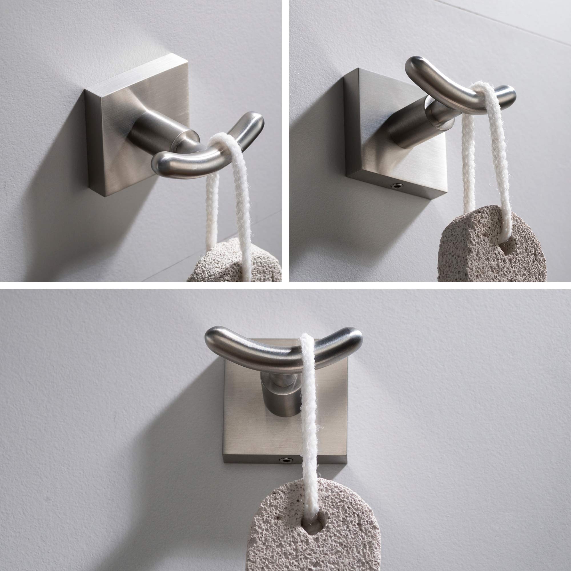 Kraus Ventus Bathroom Robe and Towel Double Hook, Brushed Nickel Finish, KEA-17702BN