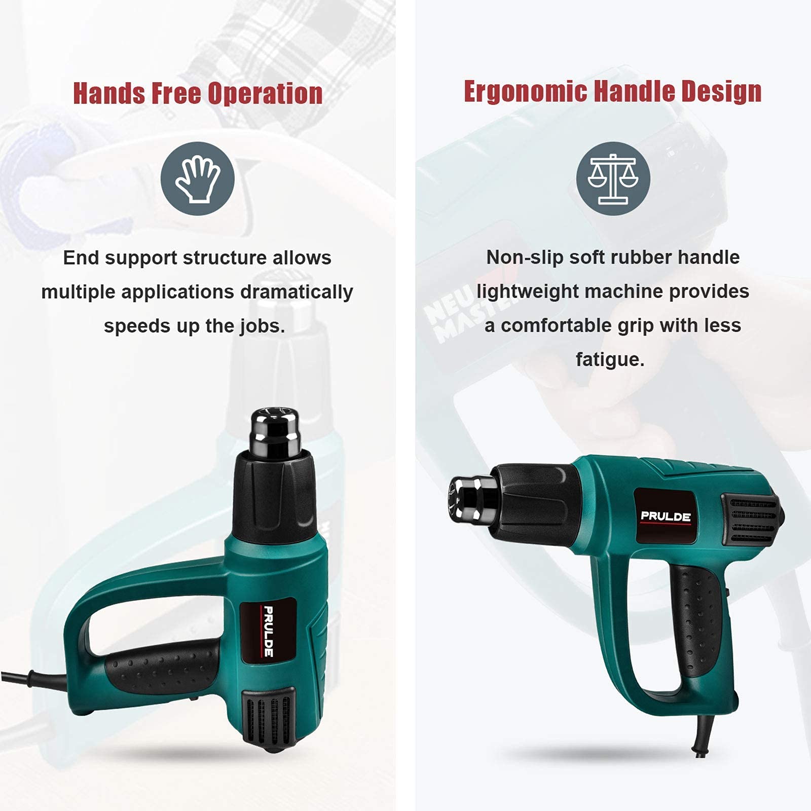 Electric Brad Nailer(1/4'' Narrow Crown Staples 400pcs and Nails 100pcs Included) and Variable Temperature Heat Gun with LCD Digital Display and 6 Nozzles Attachments