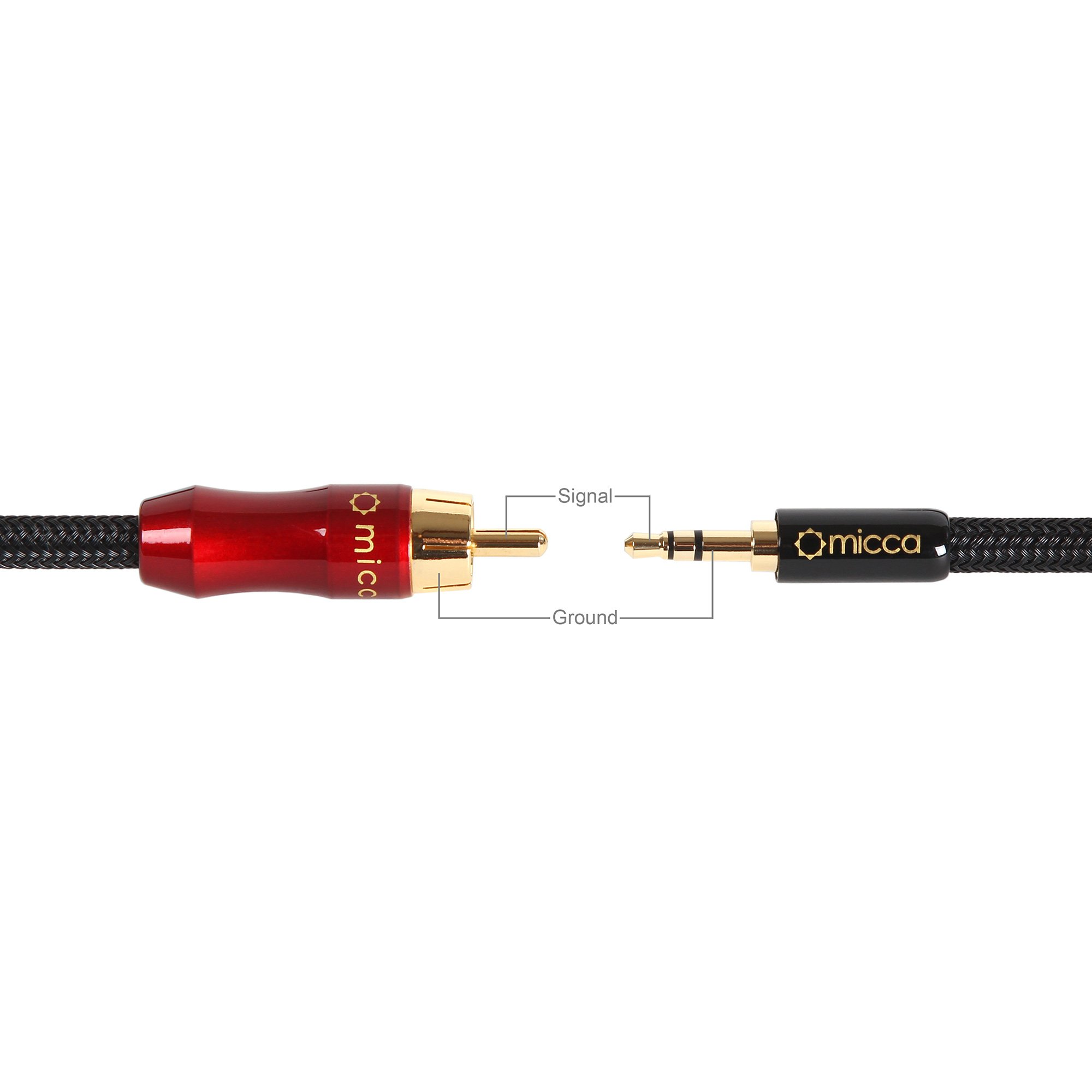 Micca Premium SPDIF Digital Coaxial Audio Cable - 3.5mm (1/8") to RCA, 3ft, Polarity: Tip - Signal, Sleeve - Ground