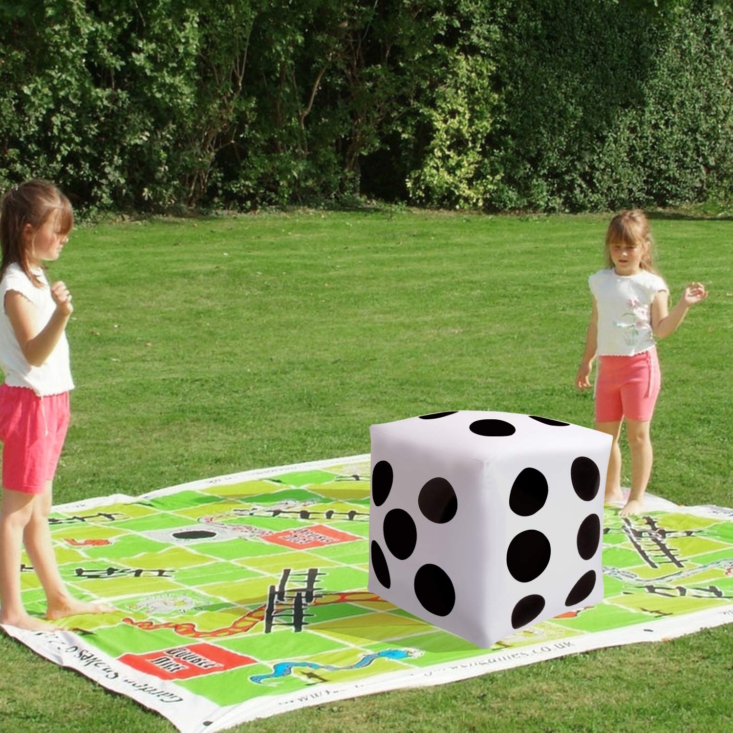 Novelty Place 2 Pcs Jumbo Inflatable Dice, 20" White and Black Giant Dice for Indoor and Outdoor Broad Game, Ludo and Pool Party