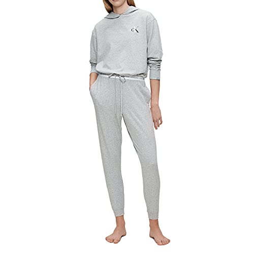 Calvin Klein Women's CK One French Terry Cropped Long Sleeve Hoodie, Grey Heather, M