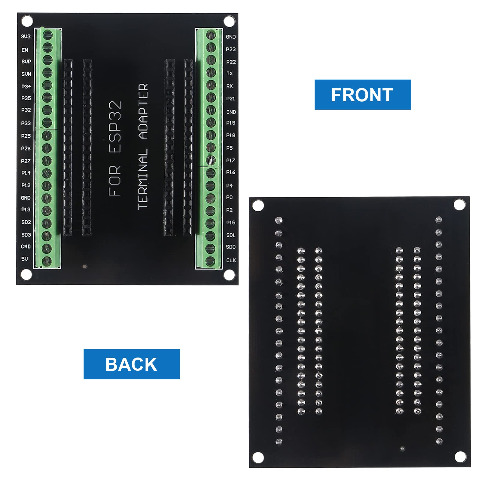 Diitao 4PCS ESP32 Breakout Board, GPIO 1 into 2 for 38PIN Narrow Version ESP32 ESP-WROOM-32 Microcontroller Development Board(ESP32 Breakout Board), Black